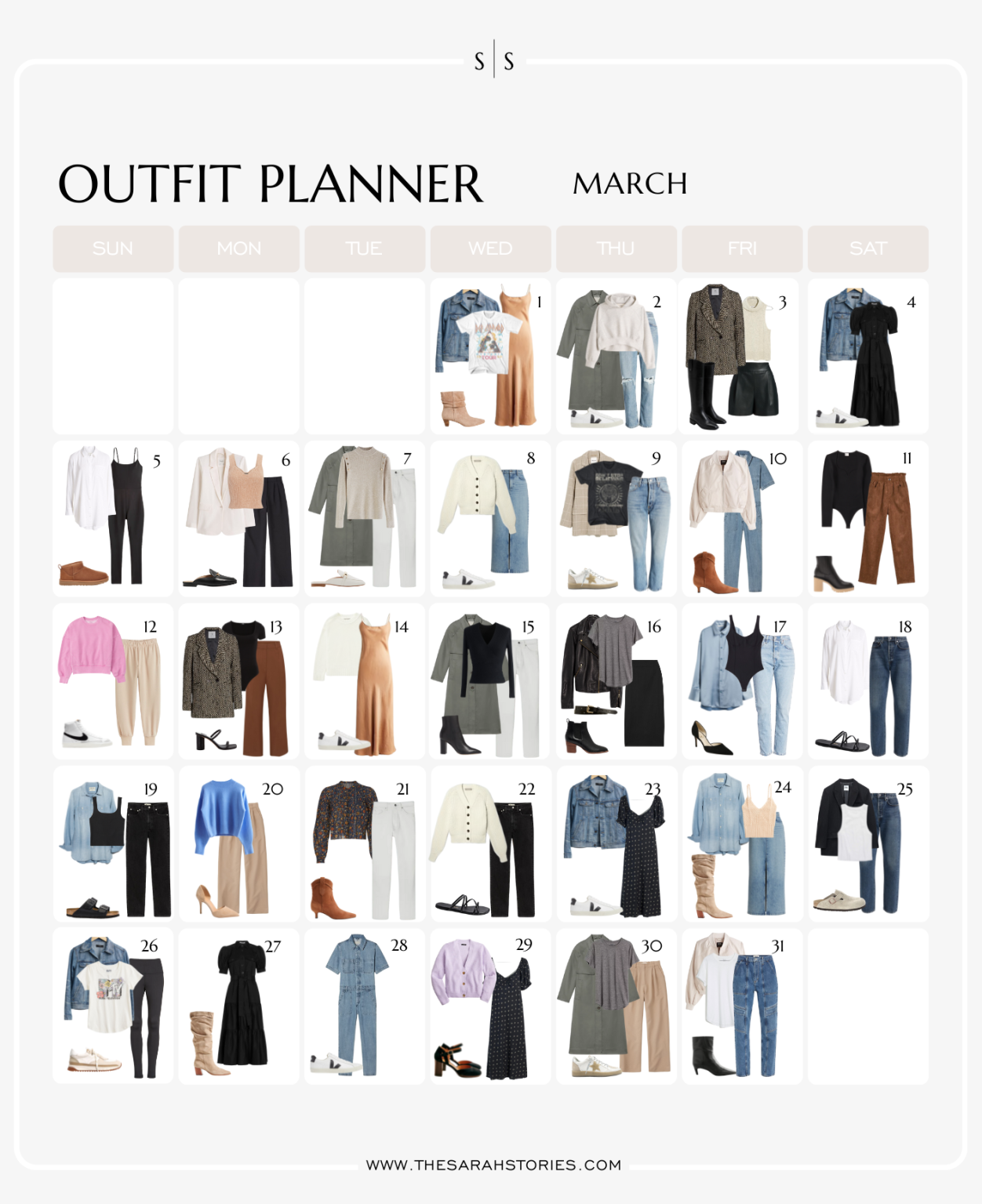 Monthly outfit planner | March | the Sarah Stories