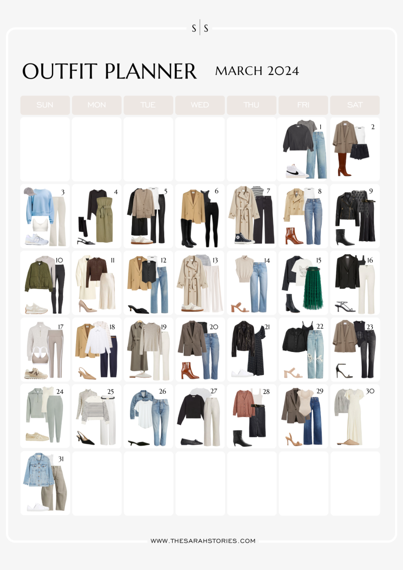 March 2024 Outfit Planner | the Sarah Stories