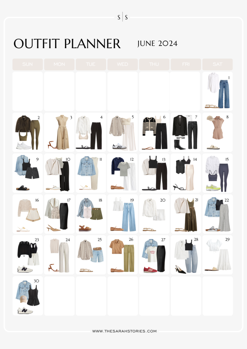 June 2024 Outfit Planner | the Sarah Stories