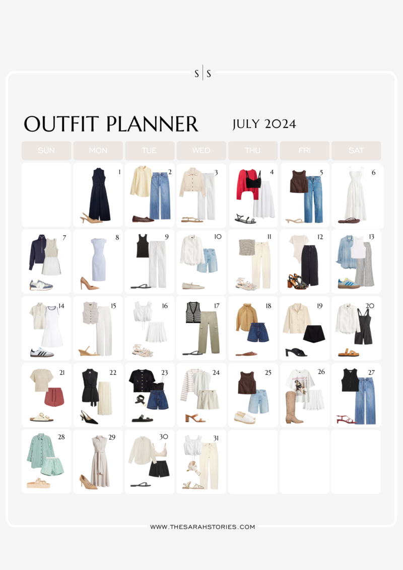 July 2024 Outfit Planner | the Sarah Stories